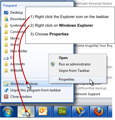 Recent Places shortcut on task bar | Digital Red
